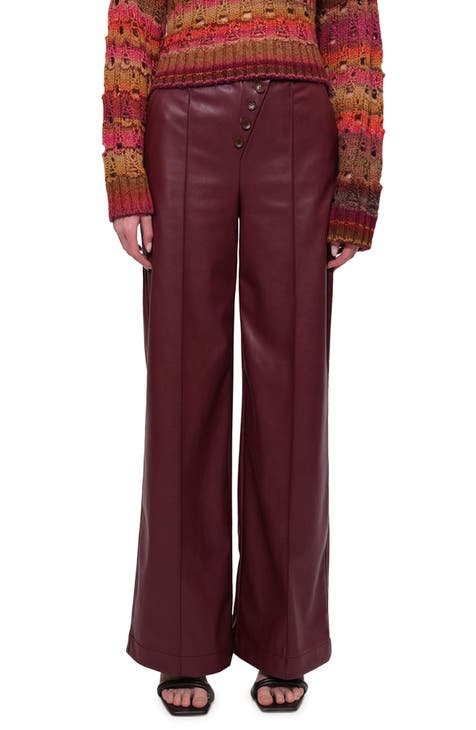 Women's Burgundy Leather & Faux Leather Pants & Leggings | Nordstrom