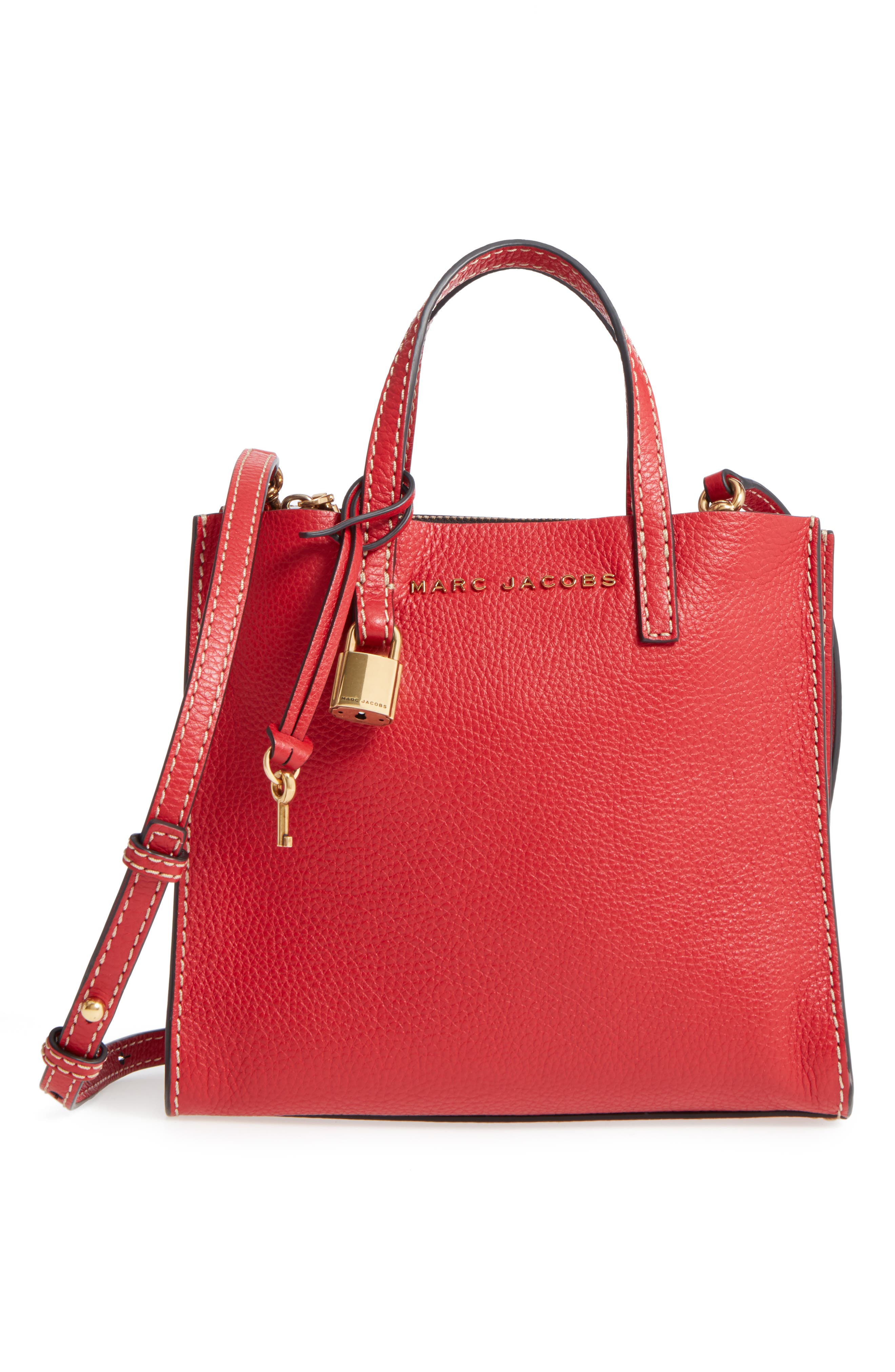 Marc Jacobs The Grind Mini Colorblock Leather Tote In Red | ModeSens