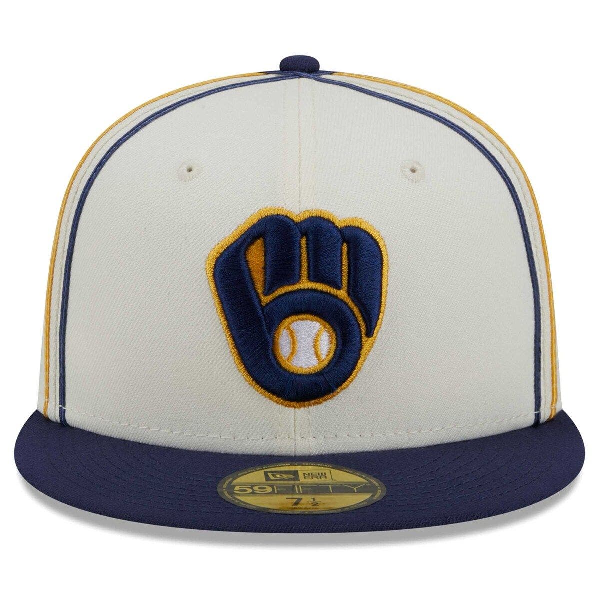 New Era Men's New Era Cream/Navy Milwaukee Brewers Chrome Sutash ...