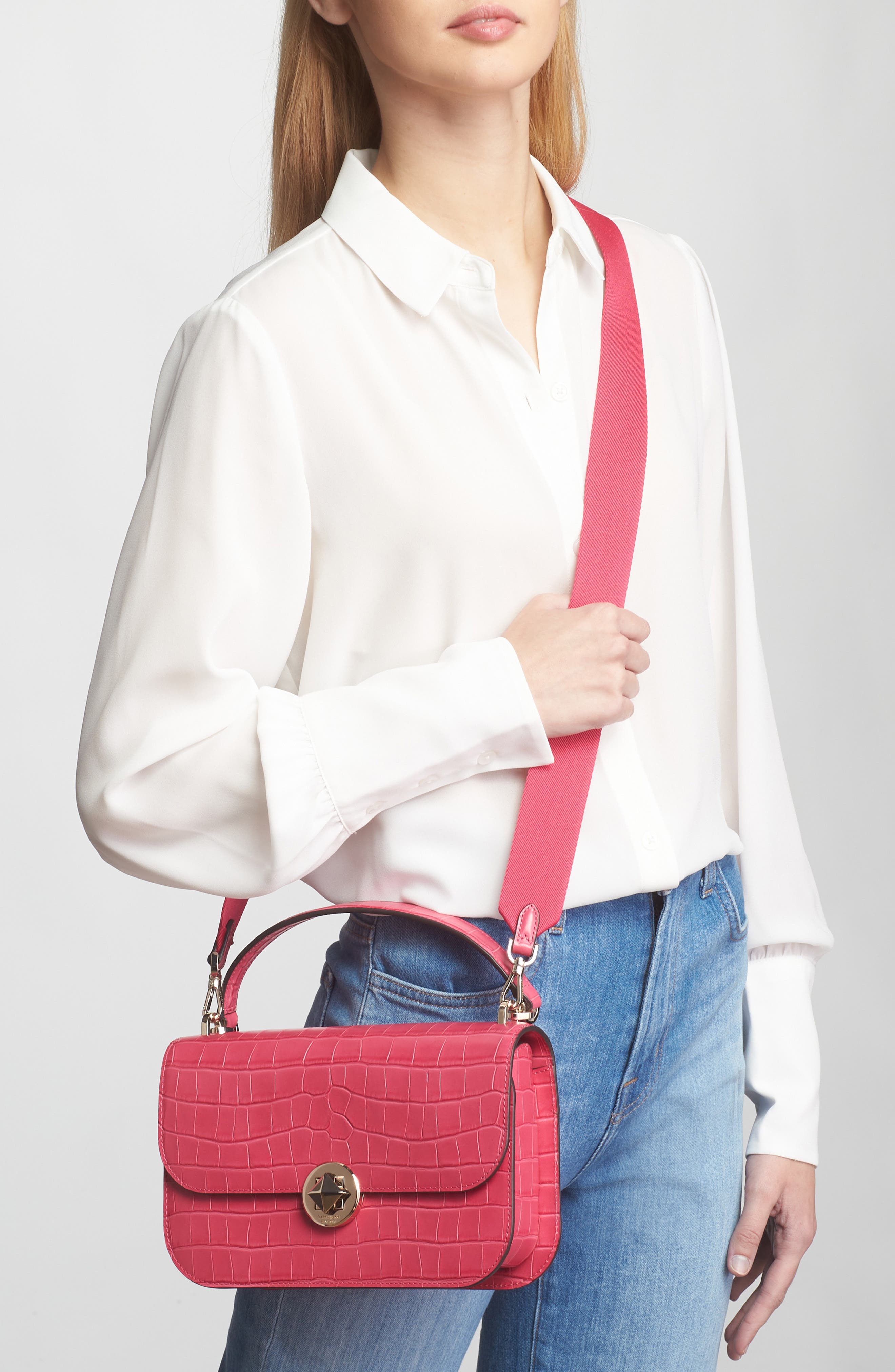 Kate Spade New York croc embossed leather top handle satchel ...