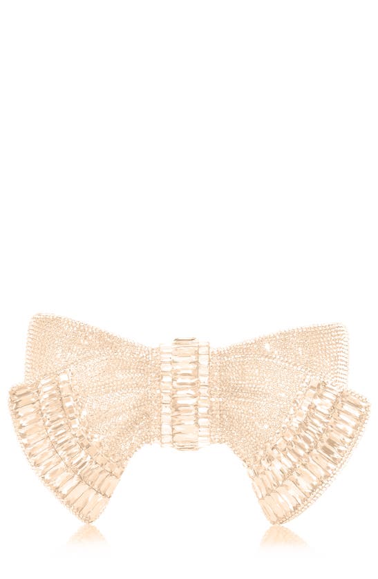 Judith Leiber Deco Bow Crystal Embellished Clutch In Silver Prosecco ...