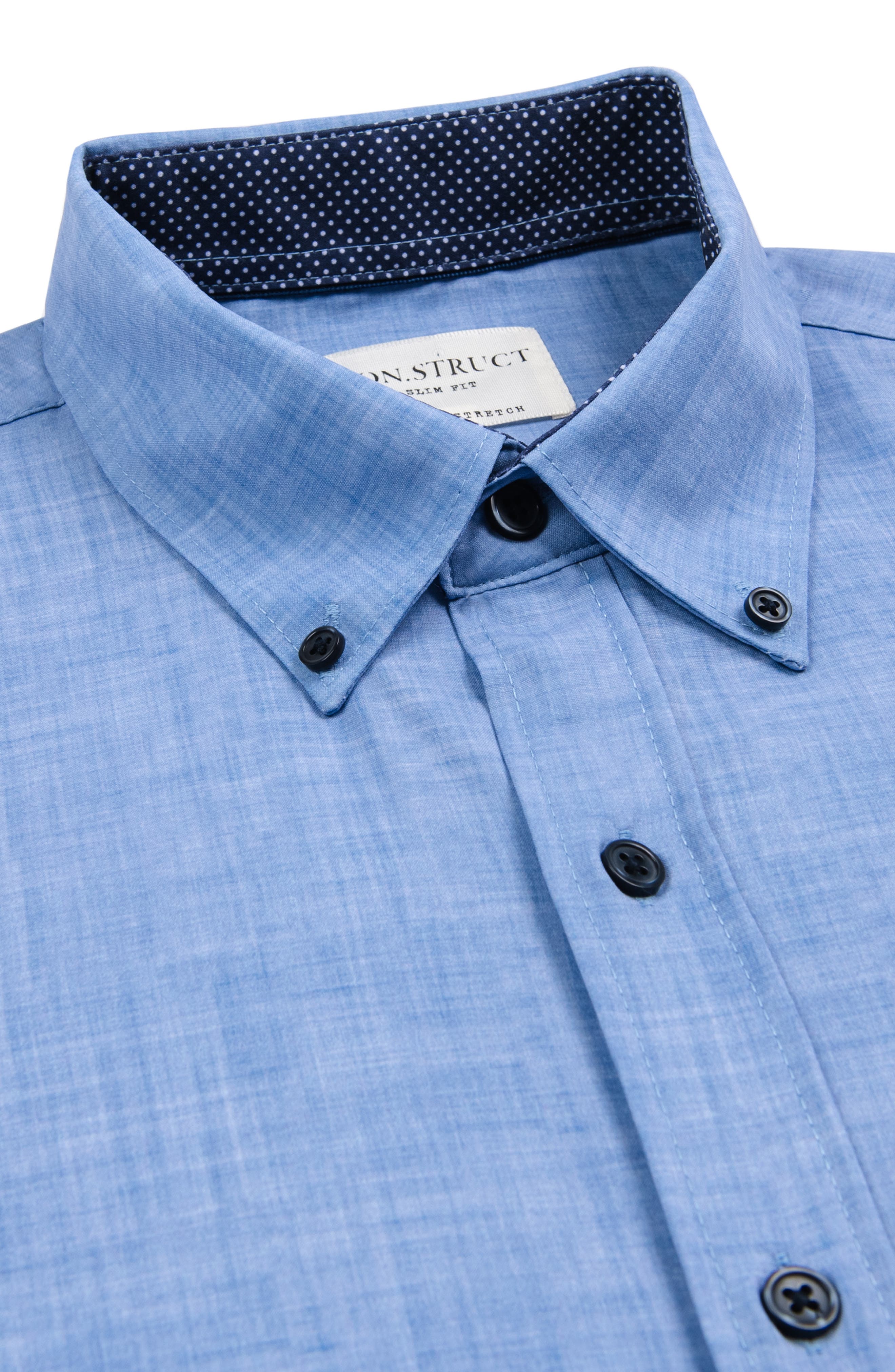 CONSTRUCT Slim Fit Four-Way Stretch Performance Chambray Short Sleeve ...