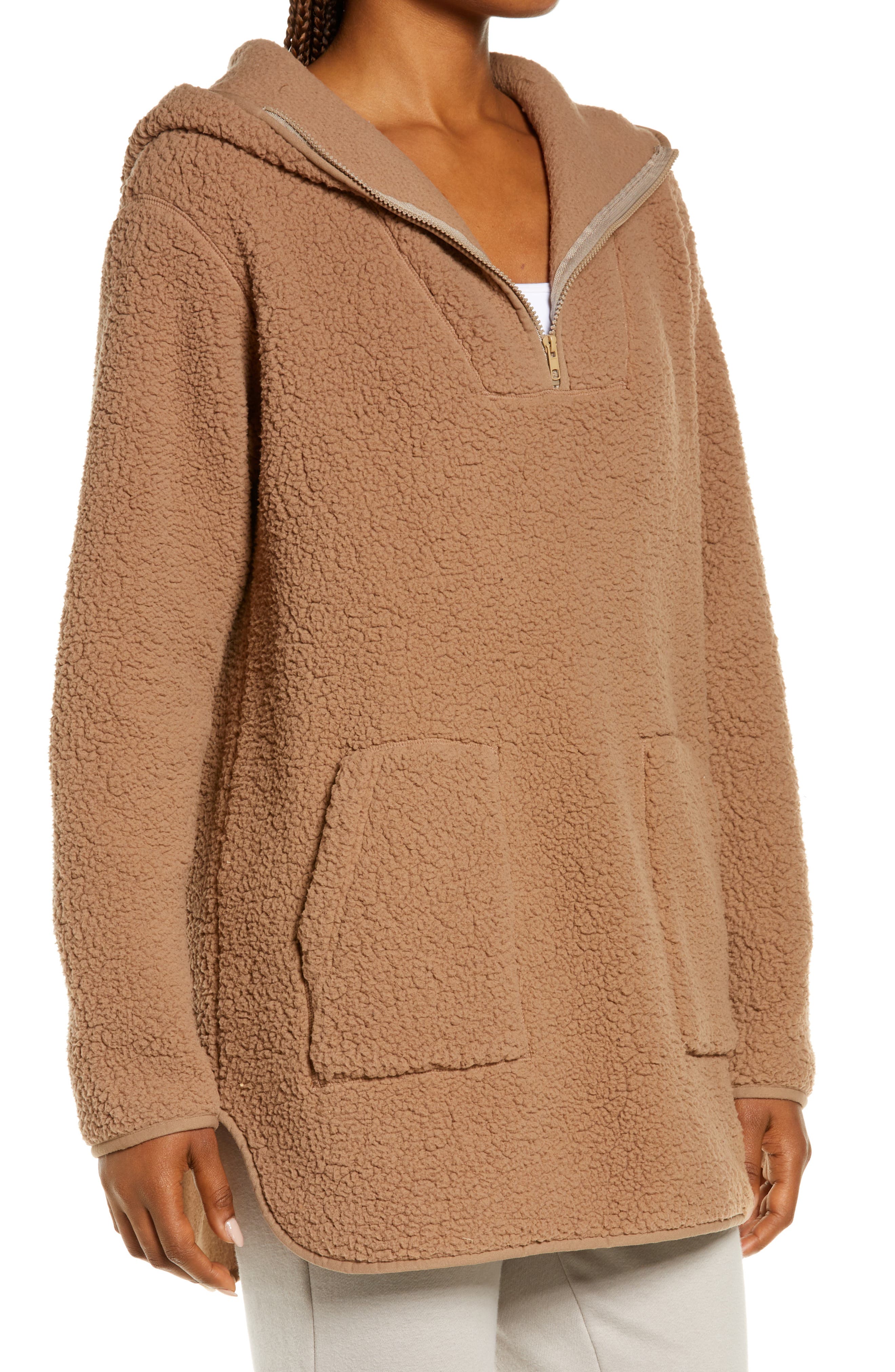 Zella Faux Shearling Pullover Hoodie | Nordstrom