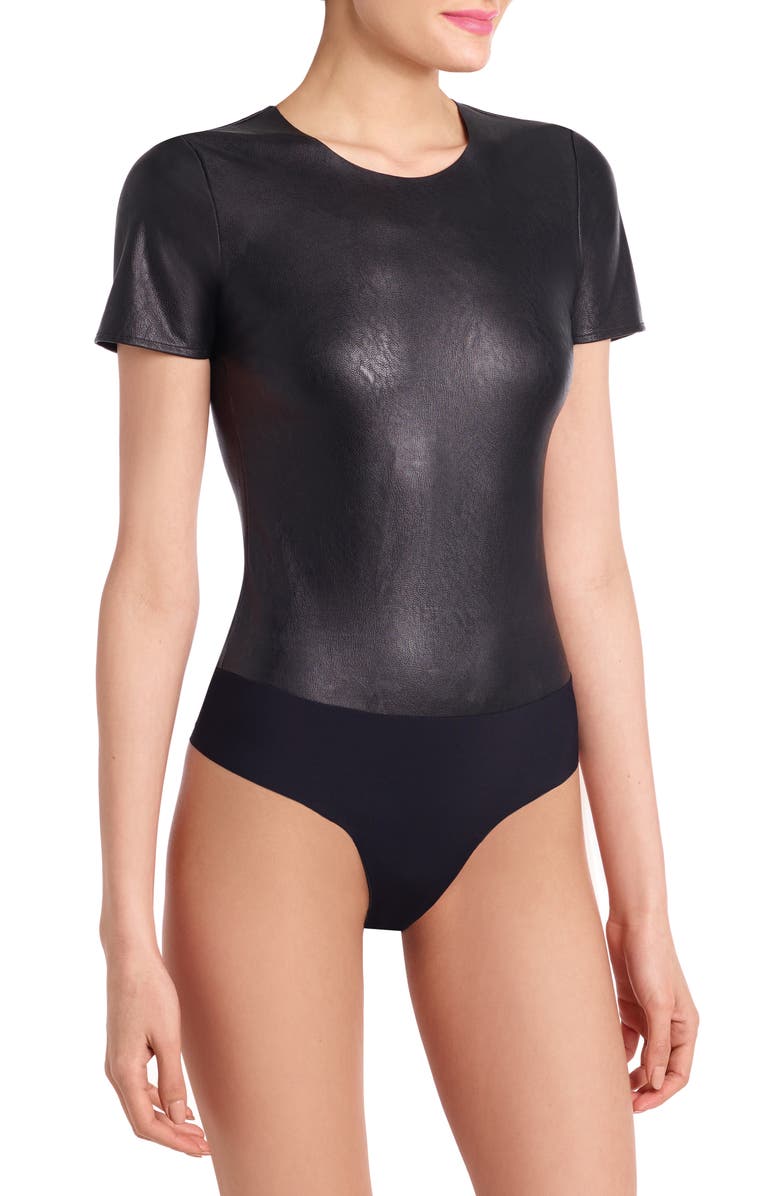 Commando Faux Leather Tee Bodysuit | Nordstrom Commando Faux Leather Tee Bodysuit | Nordstrom