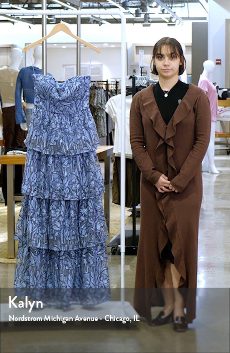 Dress the Population Aubriella Beaded Floral Strapless Tiered Gown ...