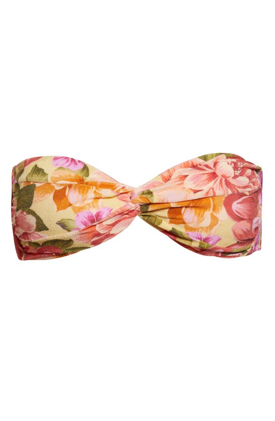 Farm Rio Lia Strapless Twist Front Bikini Top In Lia Yellow | ModeSens