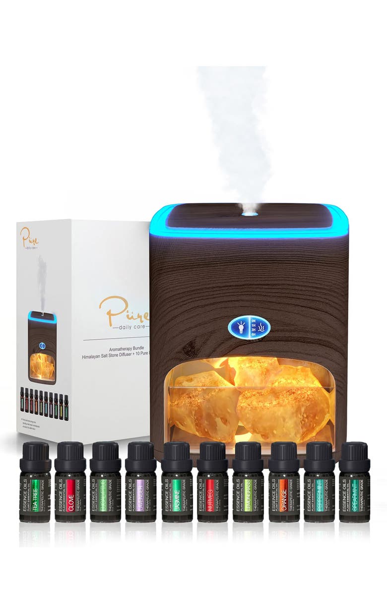 PURE DAILY CARE Himalayan Pink Salt Diffuser with 10 Essential Oils ...