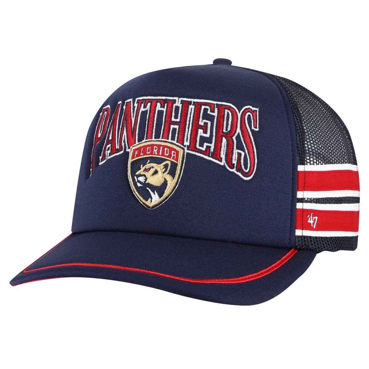 '47 Men's '47 Navy Florida Panthers Sideband Stripes Trucker Snapback ...