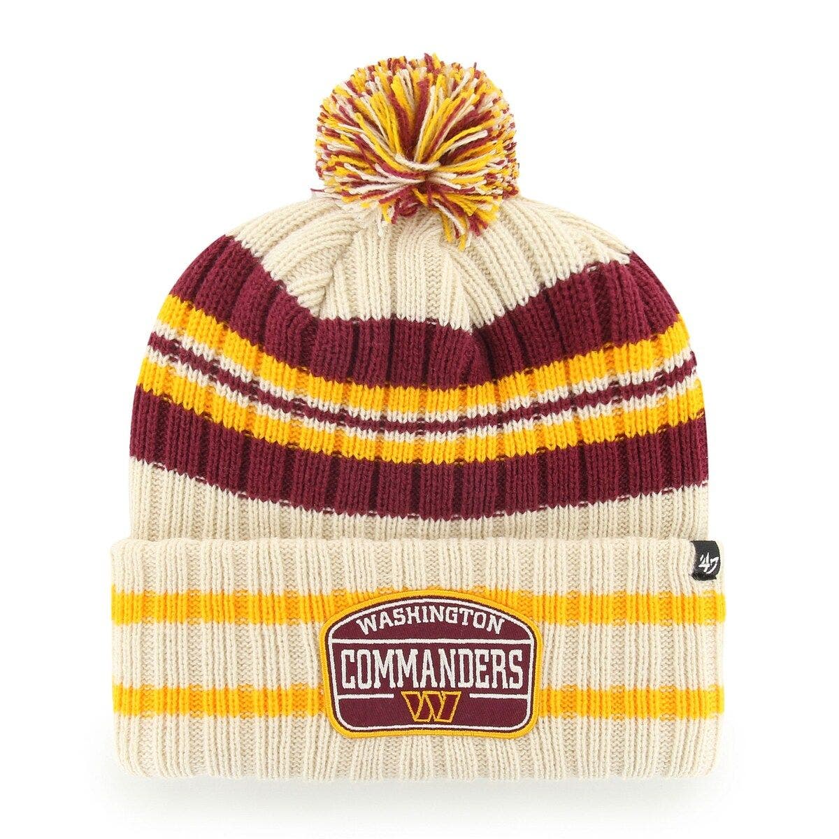 '47 Men's '47 Cream Washington Commanders Hone Cuffed Knit Hat with Pom ...