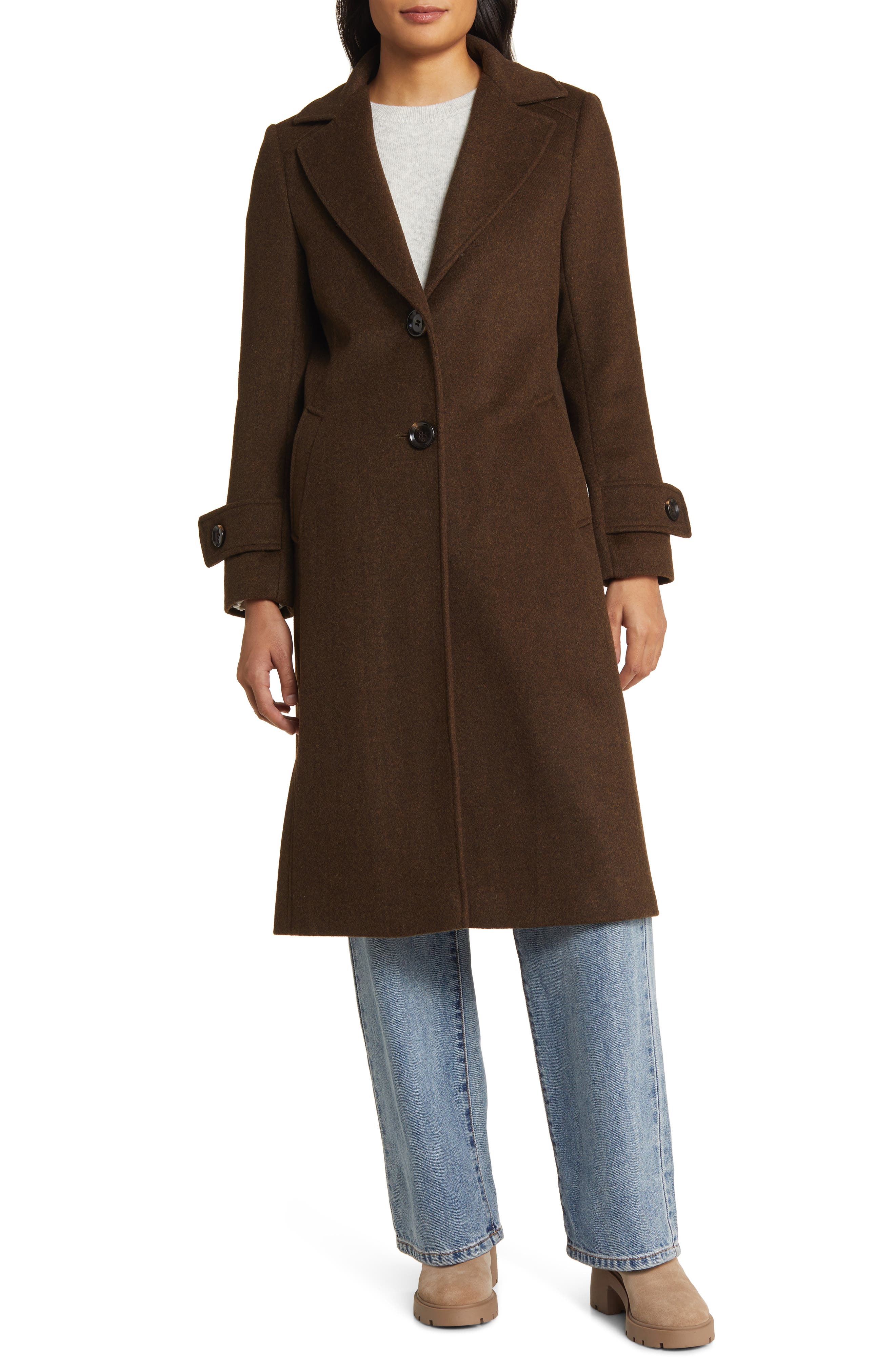 Sam Edelman Notch Collar Longline Wool Blend Coat | Nordstrom