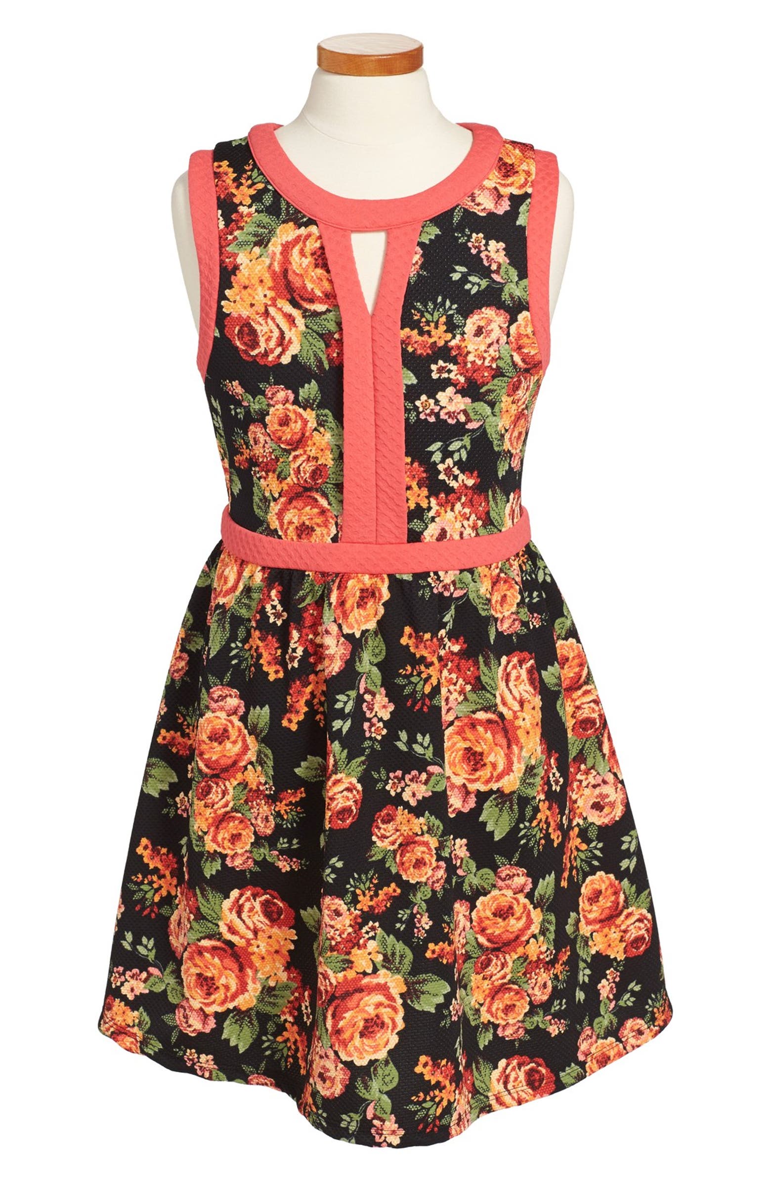Monteau Couture Floral Print Skater Dress Big Girls Nordstrom