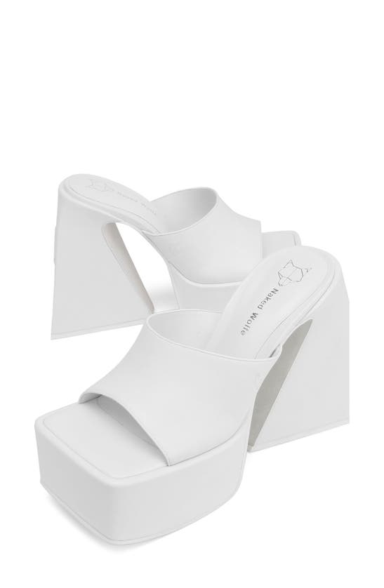 Naked Wolfe Pearl Platform Slide Sandal In White-sheep Leather | ModeSens