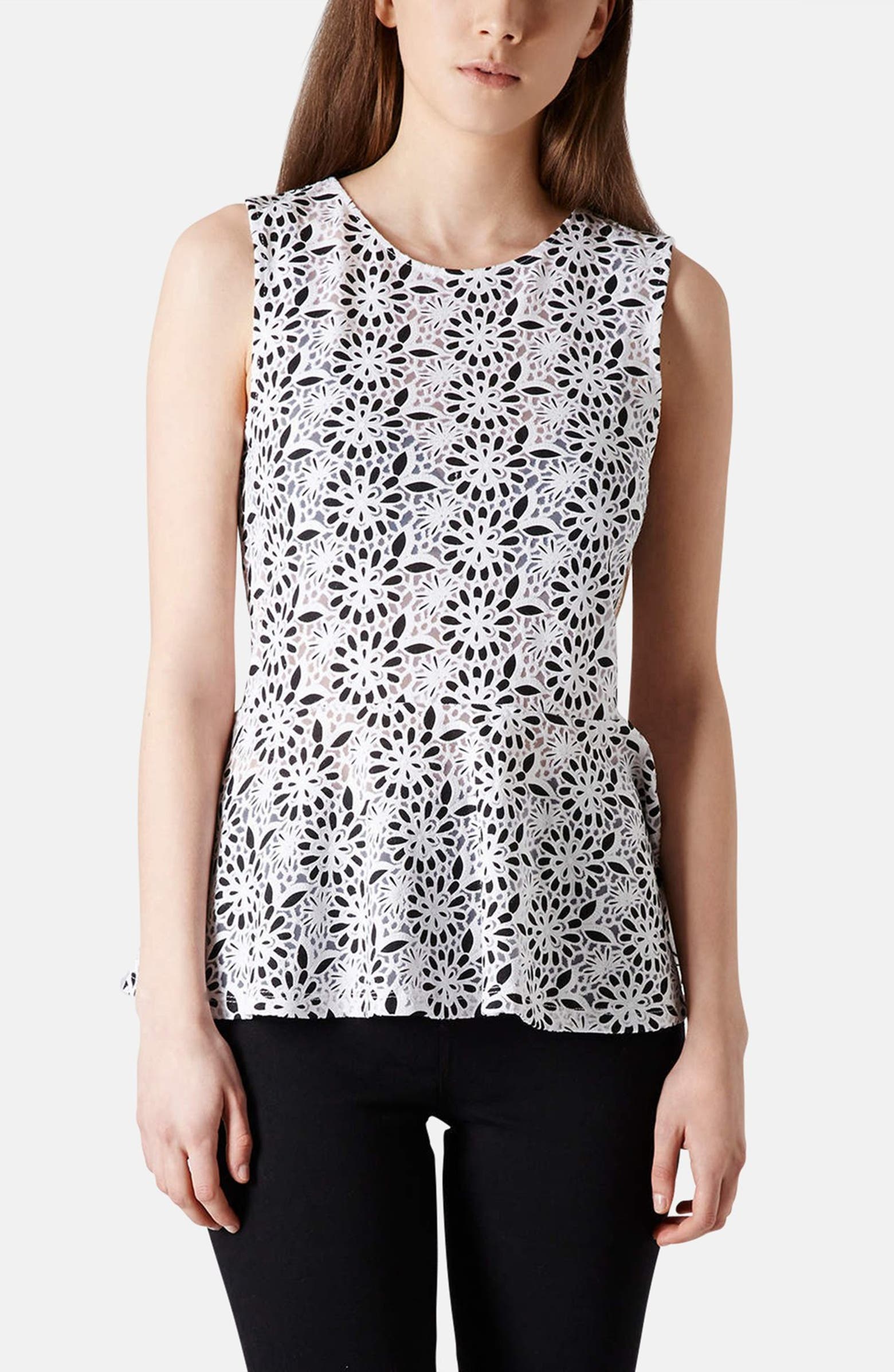 Topshop Floral Burnout Peplum Top Nordstrom