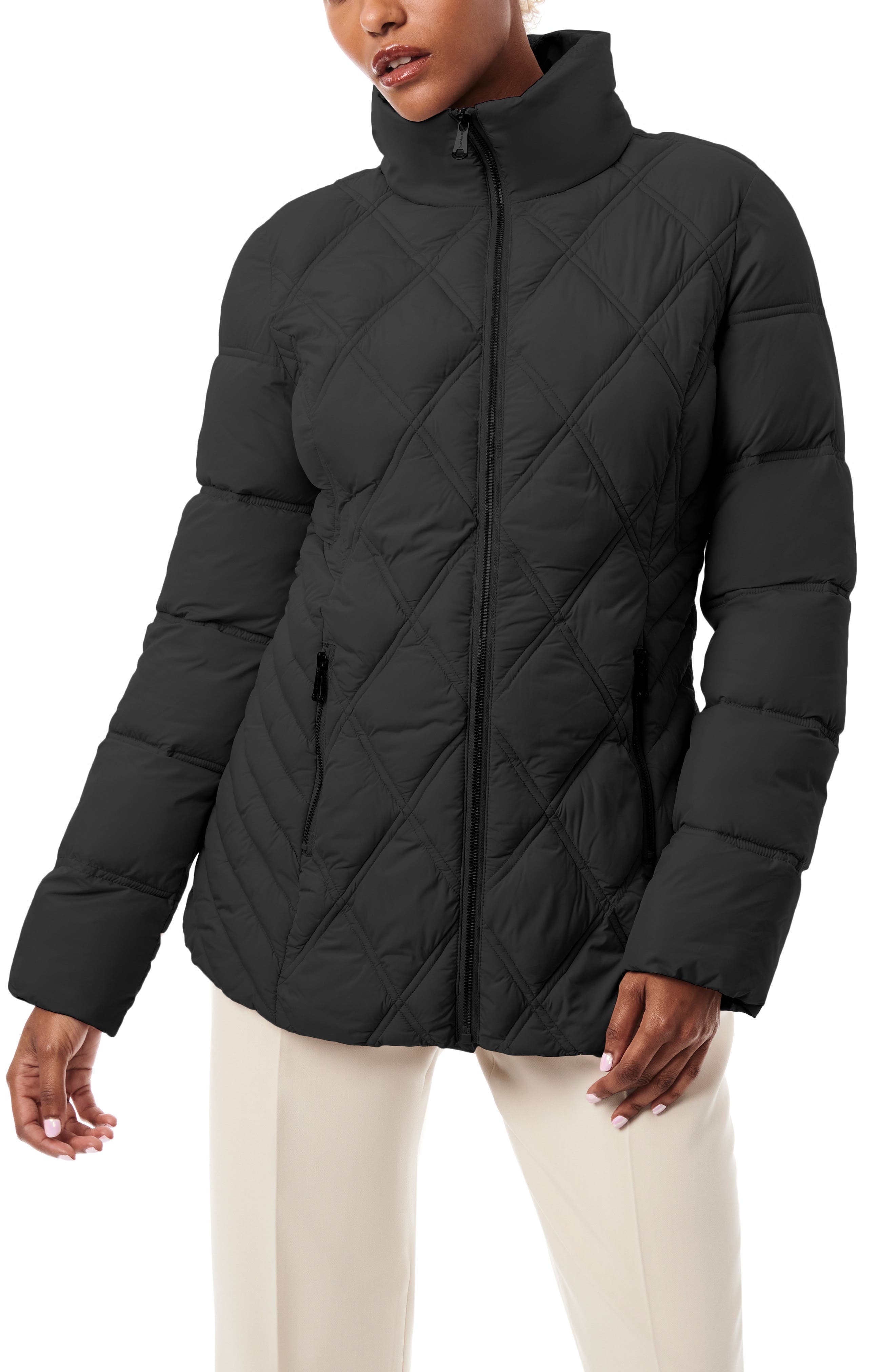 Bernardo Glam Quilted Insulated Puffer Jacket in Fig Leaf | Smart Closet