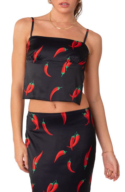 Chili Open Back Satin Camisole