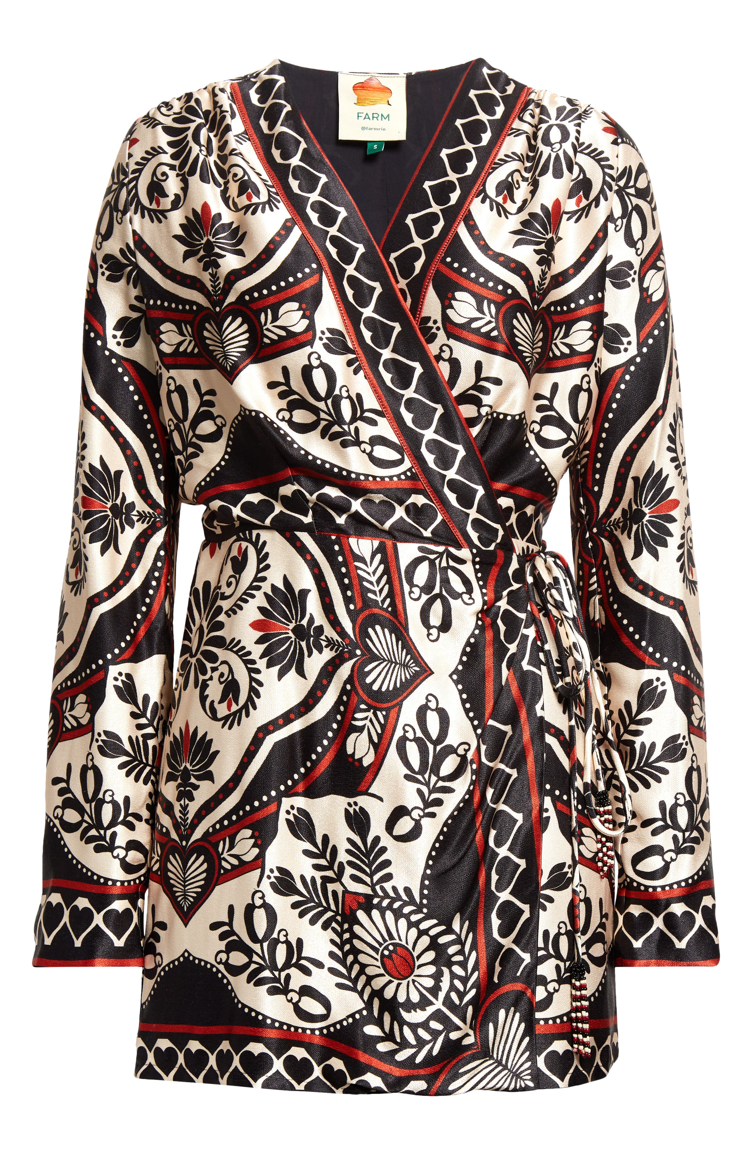 FARM Rio Passion Scarf Print Long Sleeve Wrap Minidress | Nordstrom