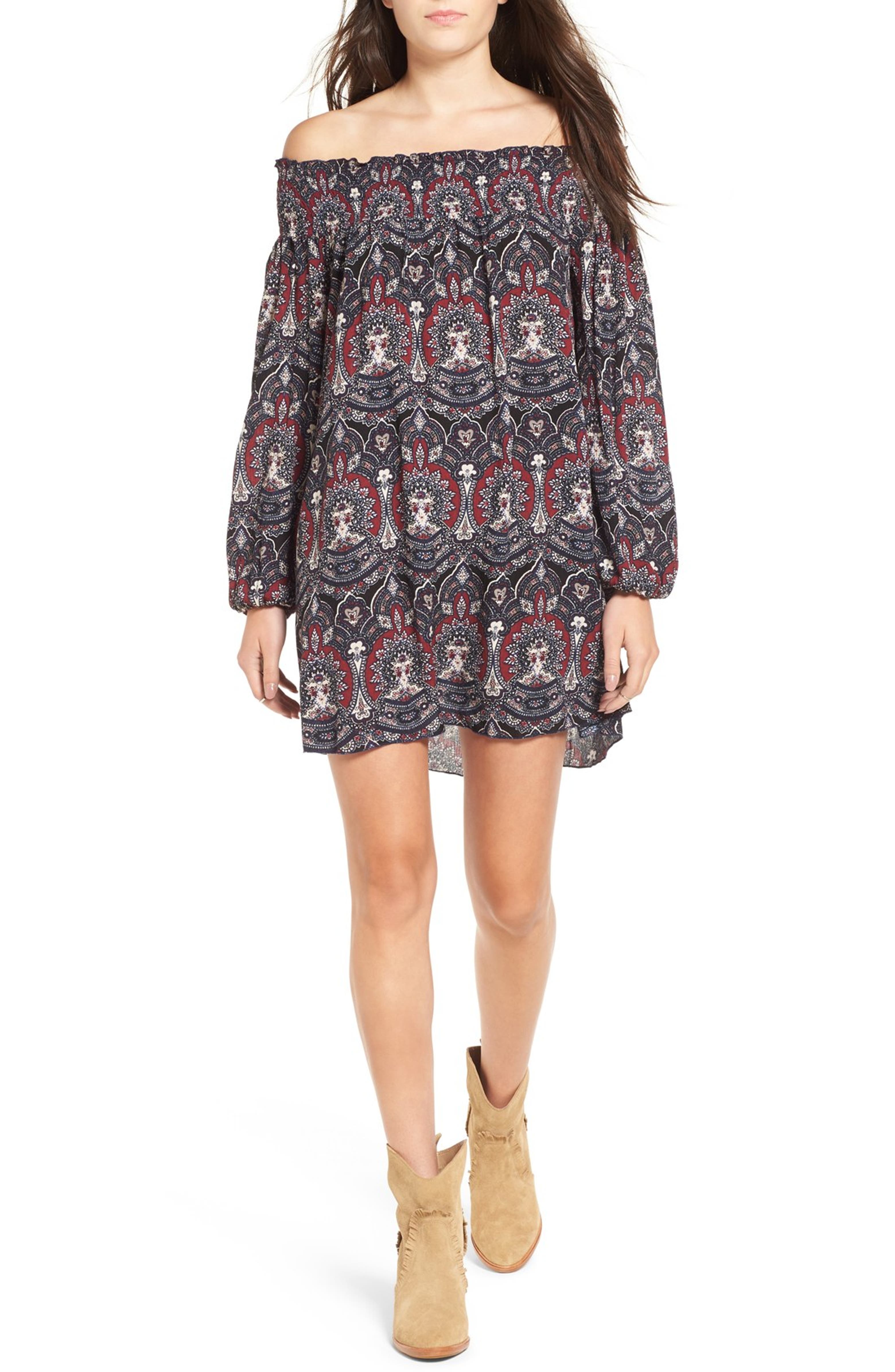 Band Of Gypsies Floral Print Off The Shoulder Shift Dress Nordstrom