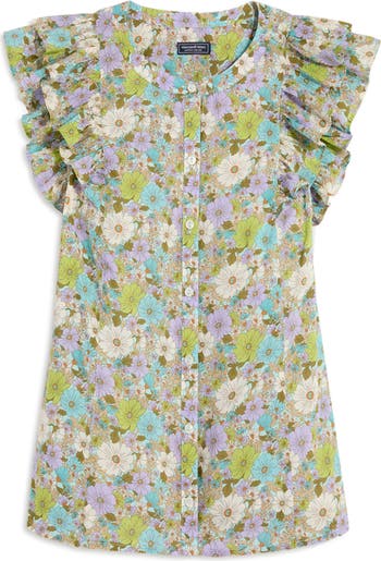 vineyard vines Print Flutter Sleeve Button-Up Top | Nordstrom