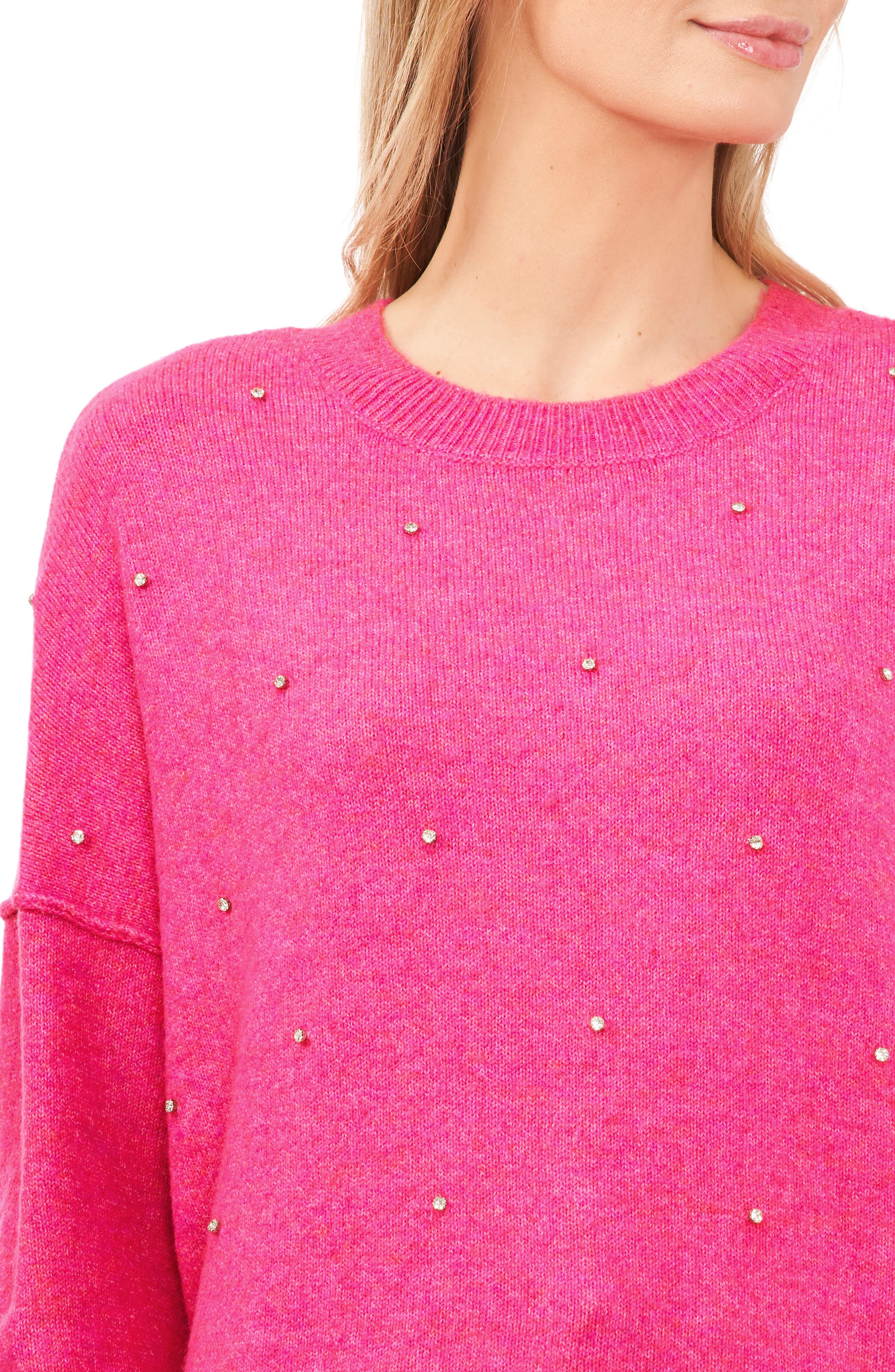CeCe Rhinestone Embellished Crewneck Sweater | Nordstrom