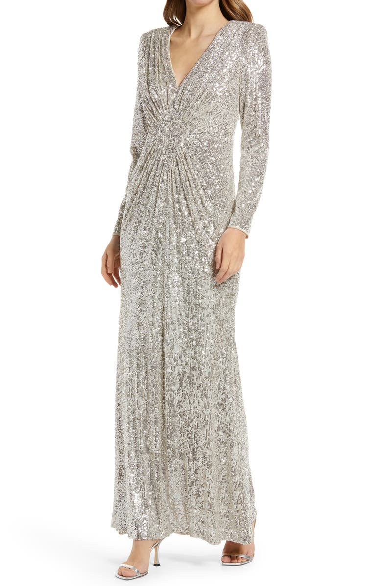 Eliza J Sequin Long Sleeve Evening Gown Nordstrom
