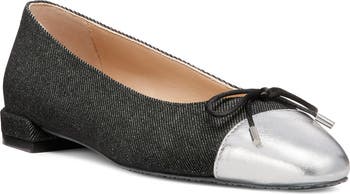 Stuart Weitzman Sleek Cap Toe Bow Flat (Women) | Nordstrom