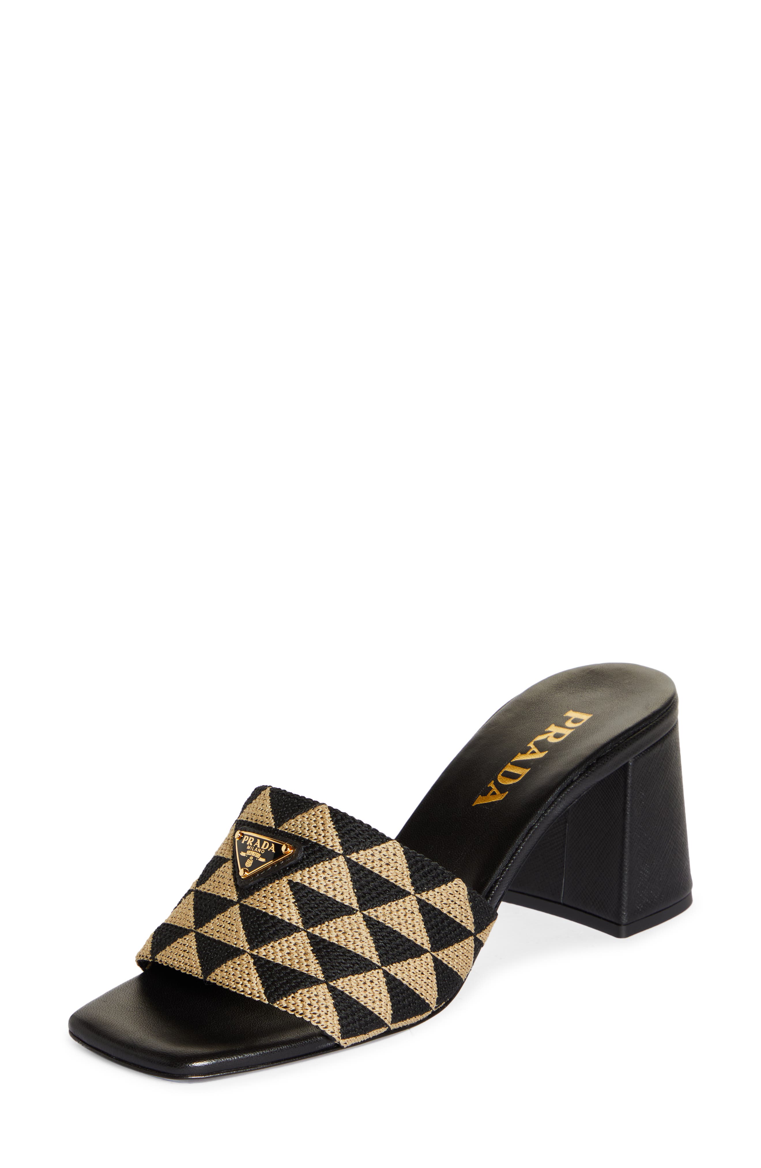 Prada Triangle Jacquard Slide Sandal (Women) | Nordstrom