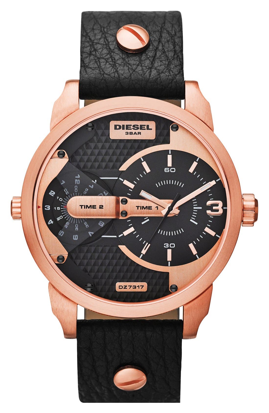 DIESEL® 'Mini Daddy' Multi Movement Leather Strap Watch, 46mm | Nordstrom