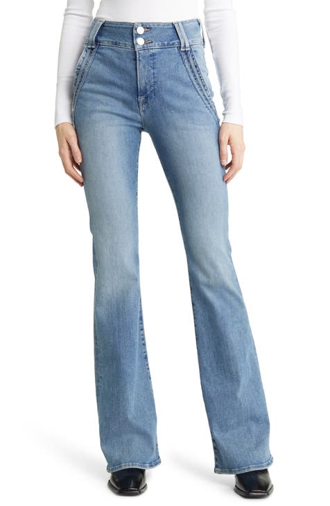 High Waist Double Button Flare Jeans (Merced)