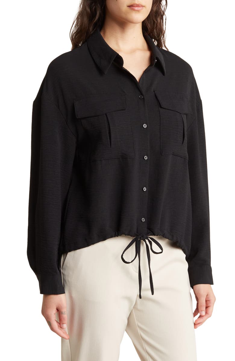 Adrianna Papell Drawstring Waist Button-Up Blouse | Nordstromrack
