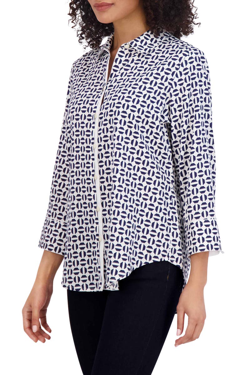 Foxcroft Charlie Geometric Print Cotton Button-Up Shirt | Nordstrom