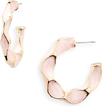 Stephan & Co. Enamel Textured Hoop Earrings | Nordstromrack