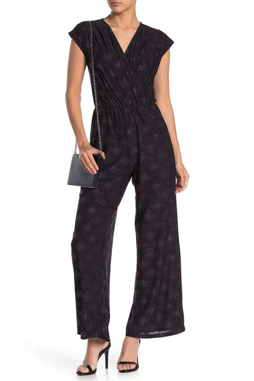 WEST KEI | Metallic Dot Swirl Surplice Cap Sleeve Jumpsuit | Nordstrom Rack