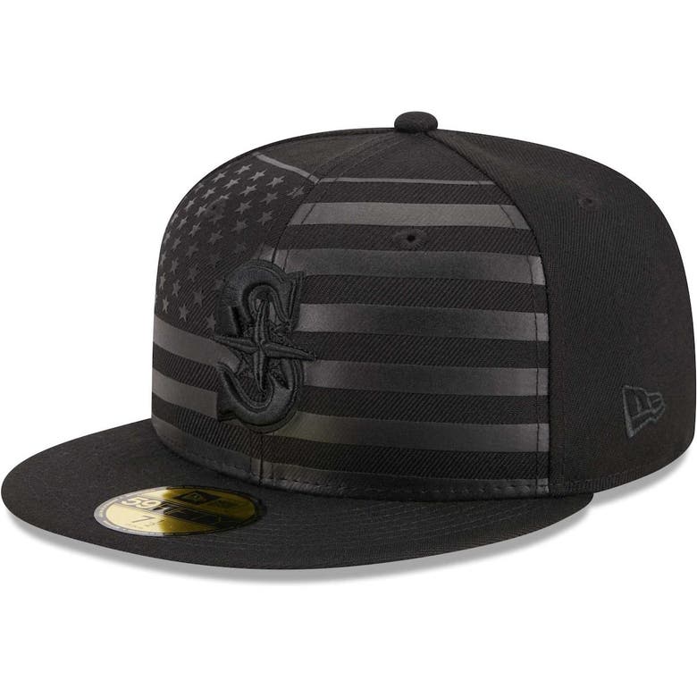 New Era Black Seattle Mariners Tonal Flag 59fifty Fitted Hat | ModeSens