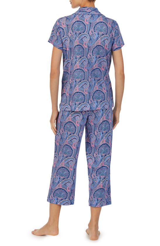 Lauren Ralph Lauren Paisley Short Sleeve Capri Cotton Blend Pajamas In ...