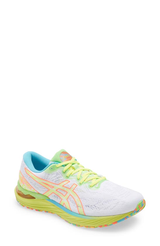 Asics Gel-cumulus 23 Running Shoe In White/safety Yellow | ModeSens
