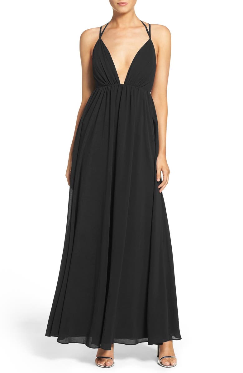 Lulus Strappy Plunging V-Neck Empire Gown | Nordstrom Lulus Strappy Plunging V-Neck Empire Gown | Nordstrom