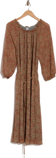 Melrose and Market Floral Long Sleeve Chiffon Maxi Dress | Nordstromrack