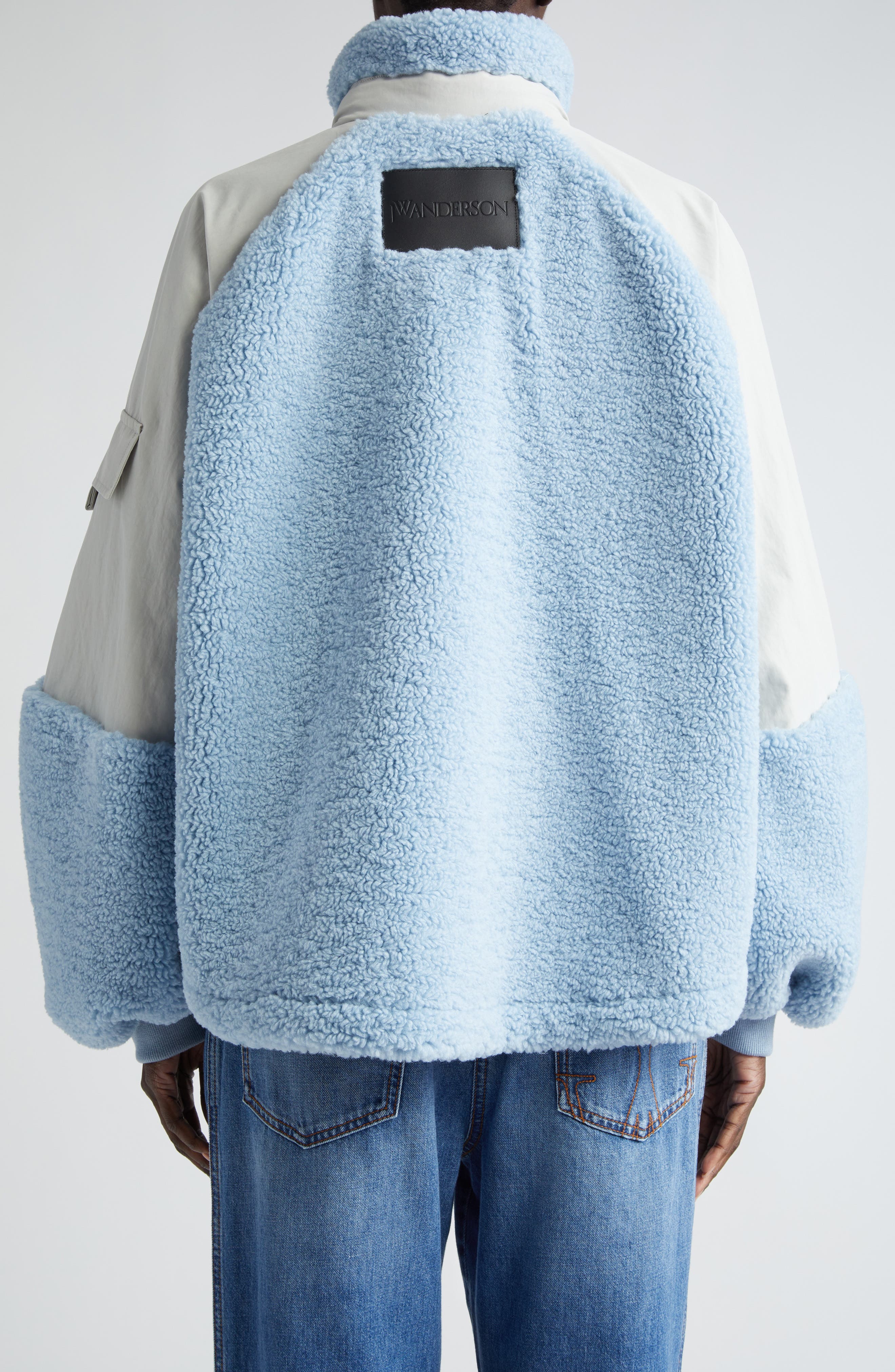 JW Anderson Oversize Mixed Media Colorblock Track Jacket | Nordstrom