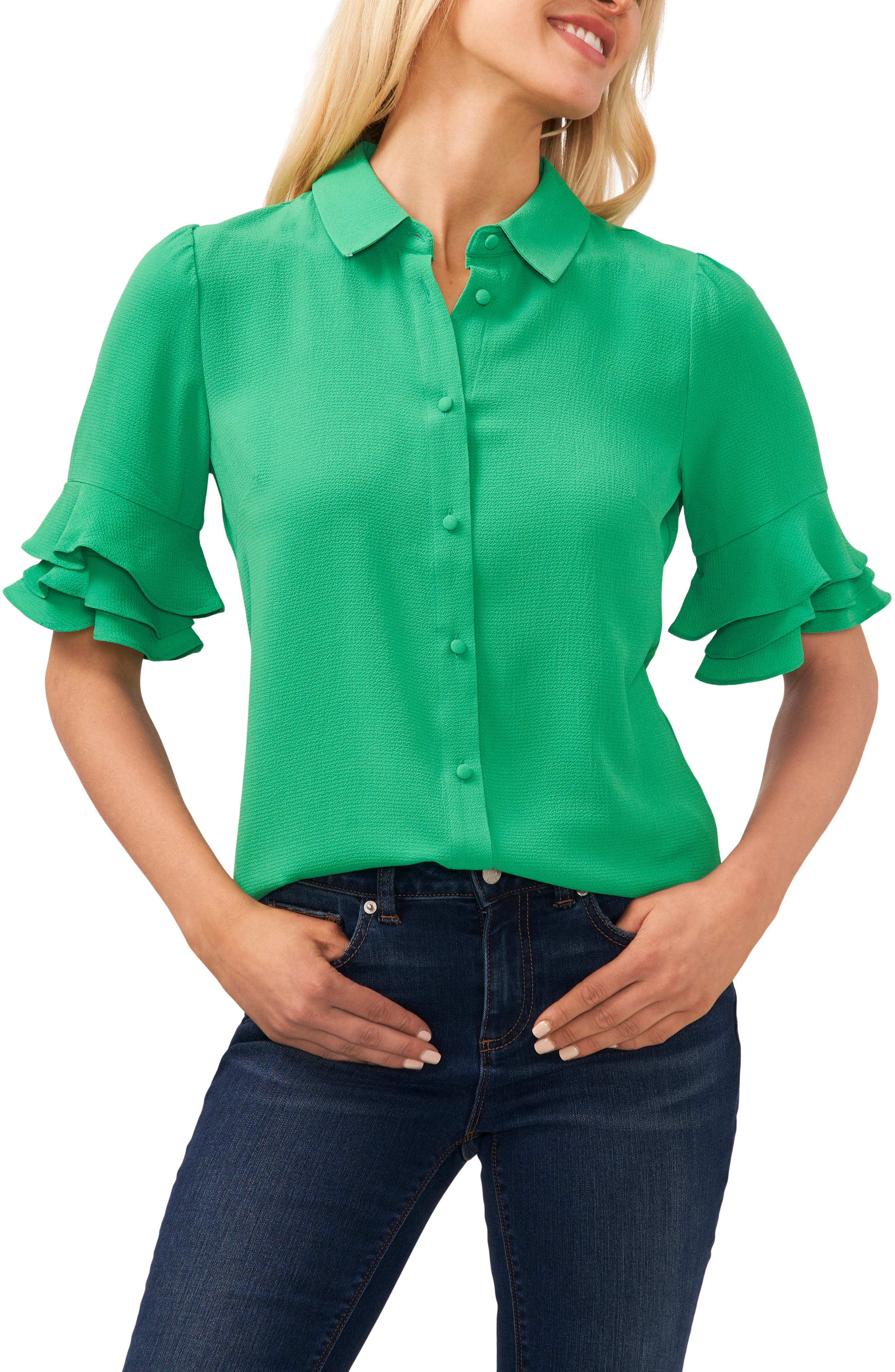 CeCe Ruffle Sleeve Collar Blouse | Nordstrom