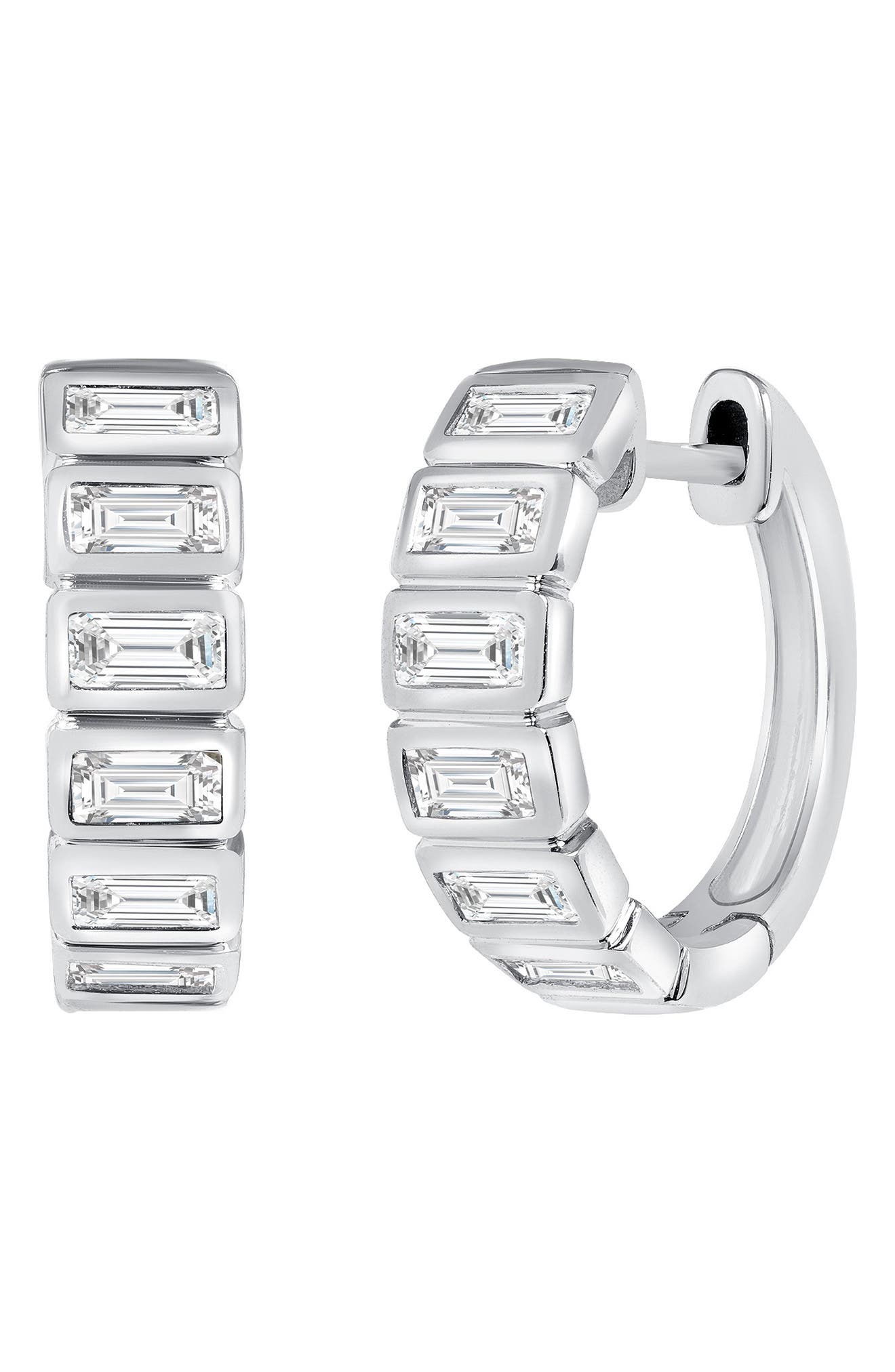 RON HAMI 14K Gold Baguette-Cut Diamond Huggie Hoop Earrings - 0.59 ctw ...
