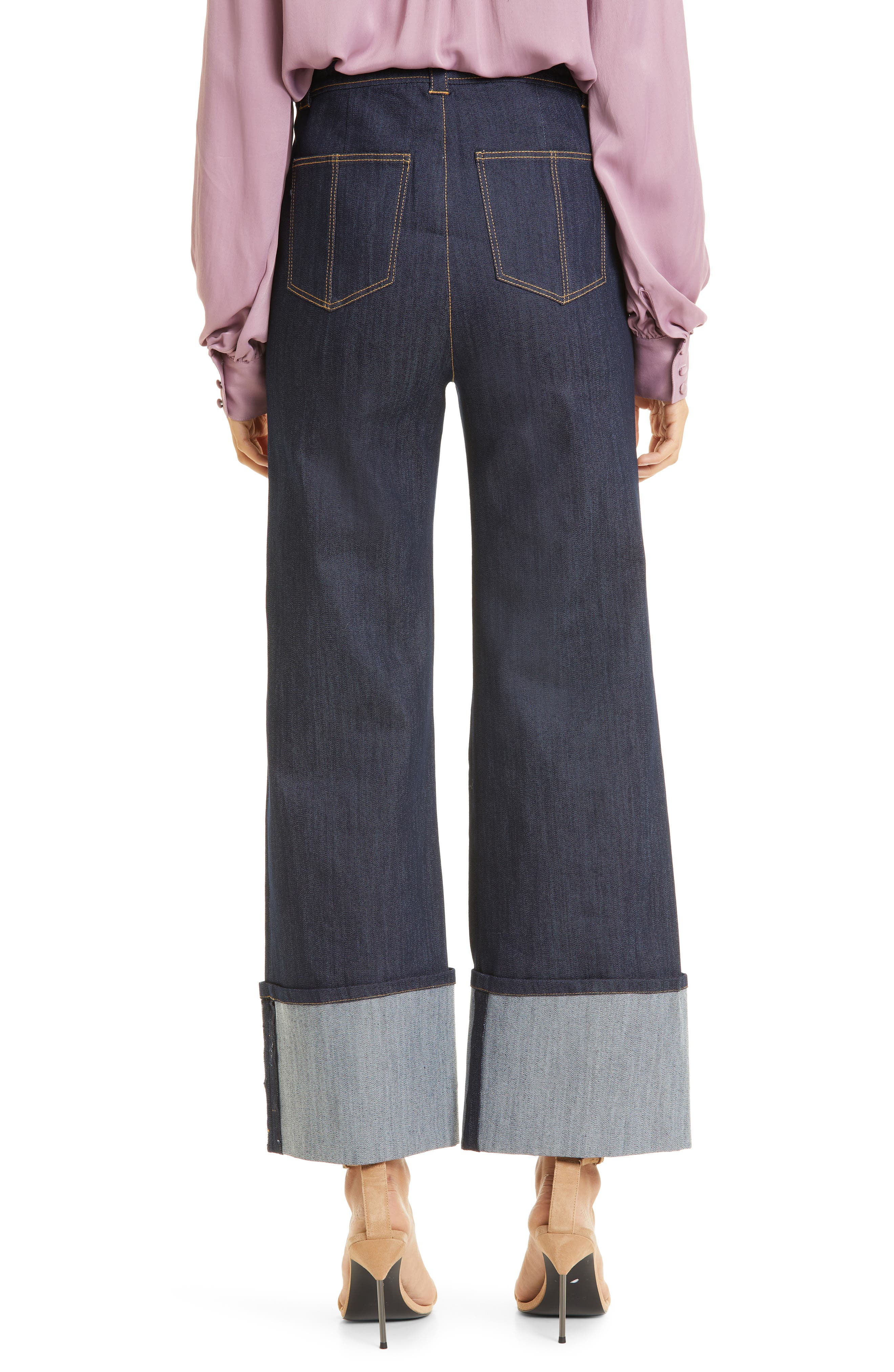 Cinq à Sept Benji Topstitch Cuff Jeans | Nordstrom