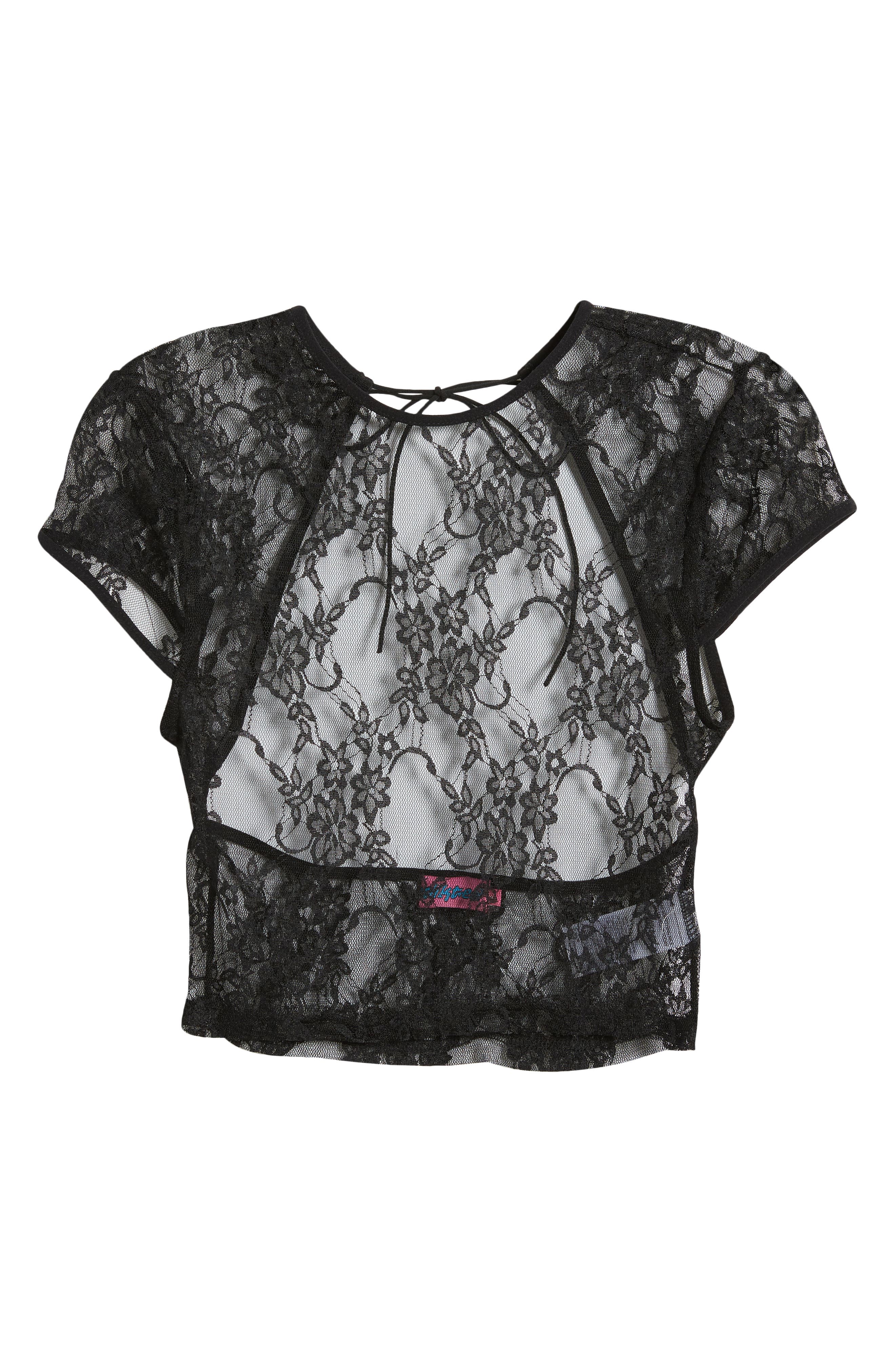 EDIKTED Aura Sheer Lace Open Back Crop Top | Nordstrom