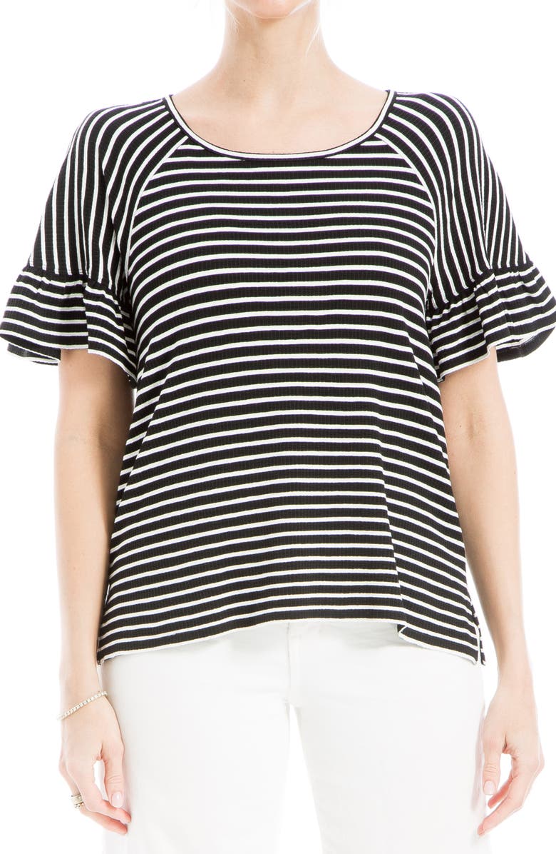 MAX STUDIO Stripe Flutter Sleeve Top | Nordstromrack