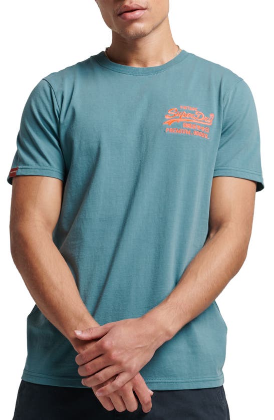 Superdry Vintage Script Logo Embroidered T-shirt In Hydro Blue | ModeSens