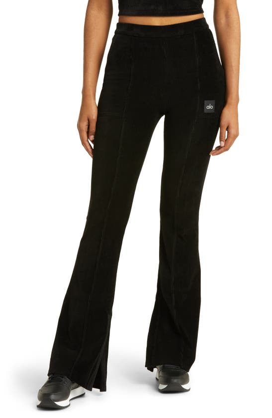 Alo Yoga Winter Break High Waist Flare Microcorduroy Pants In Black ...