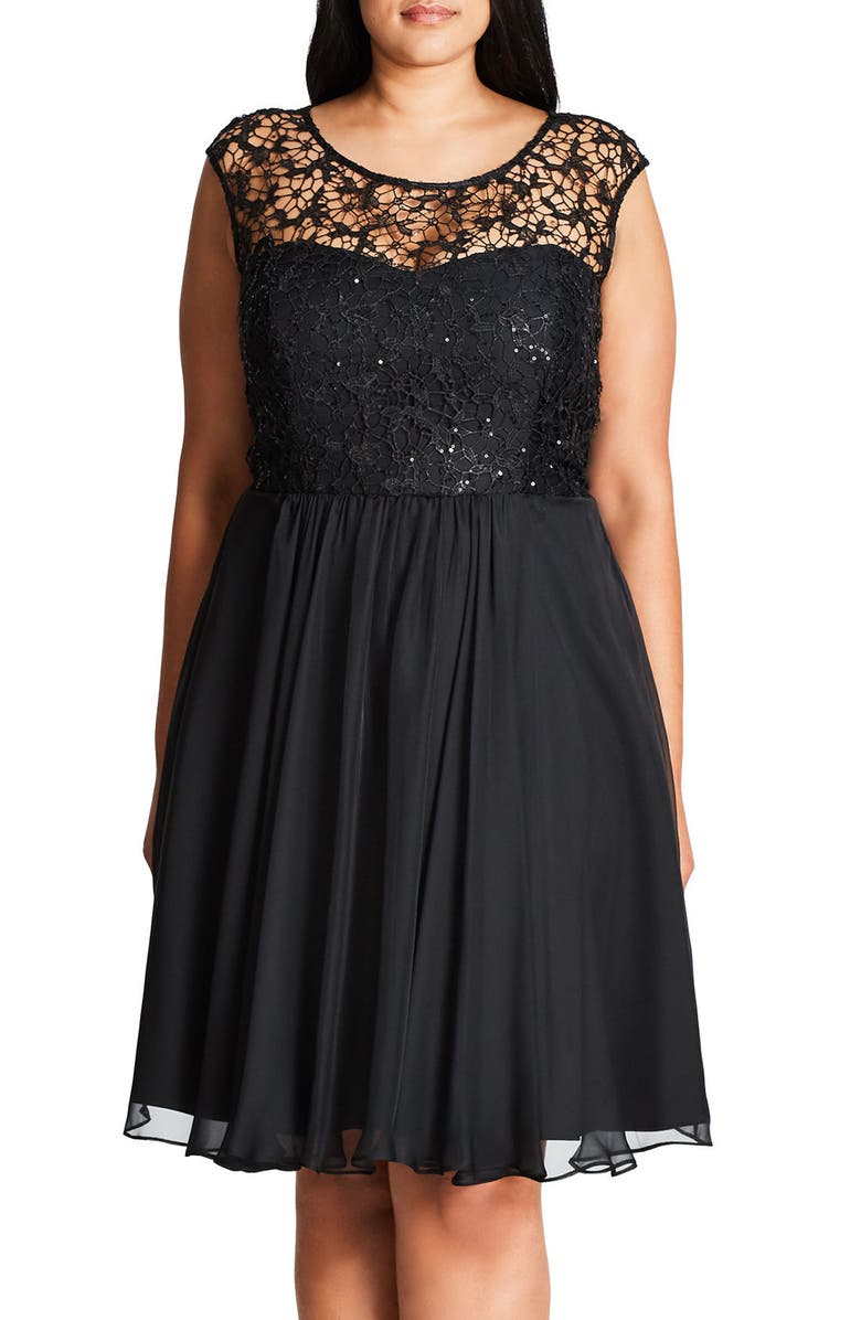 City Chic Sequin Lace Fit And Flare Dress Plus Size Nordstrom