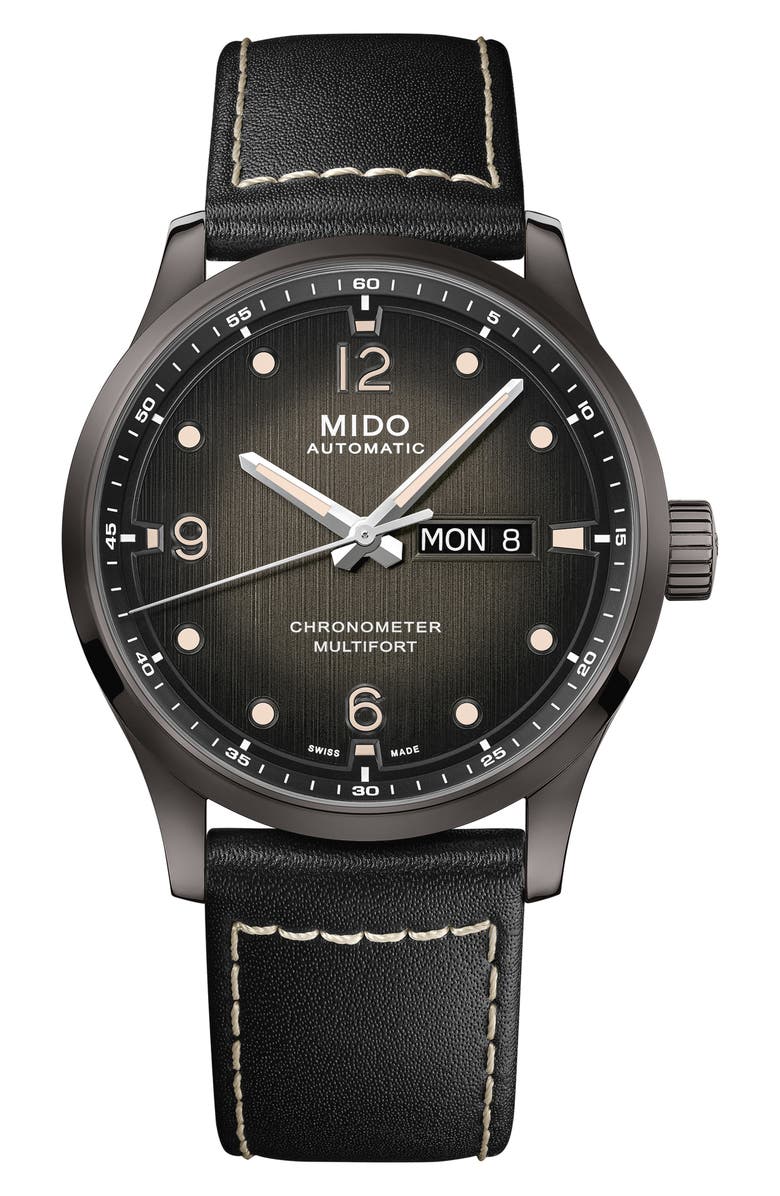 MIDO Multifort Automatic Leather Strap Watch, 42mm | Nordstrom