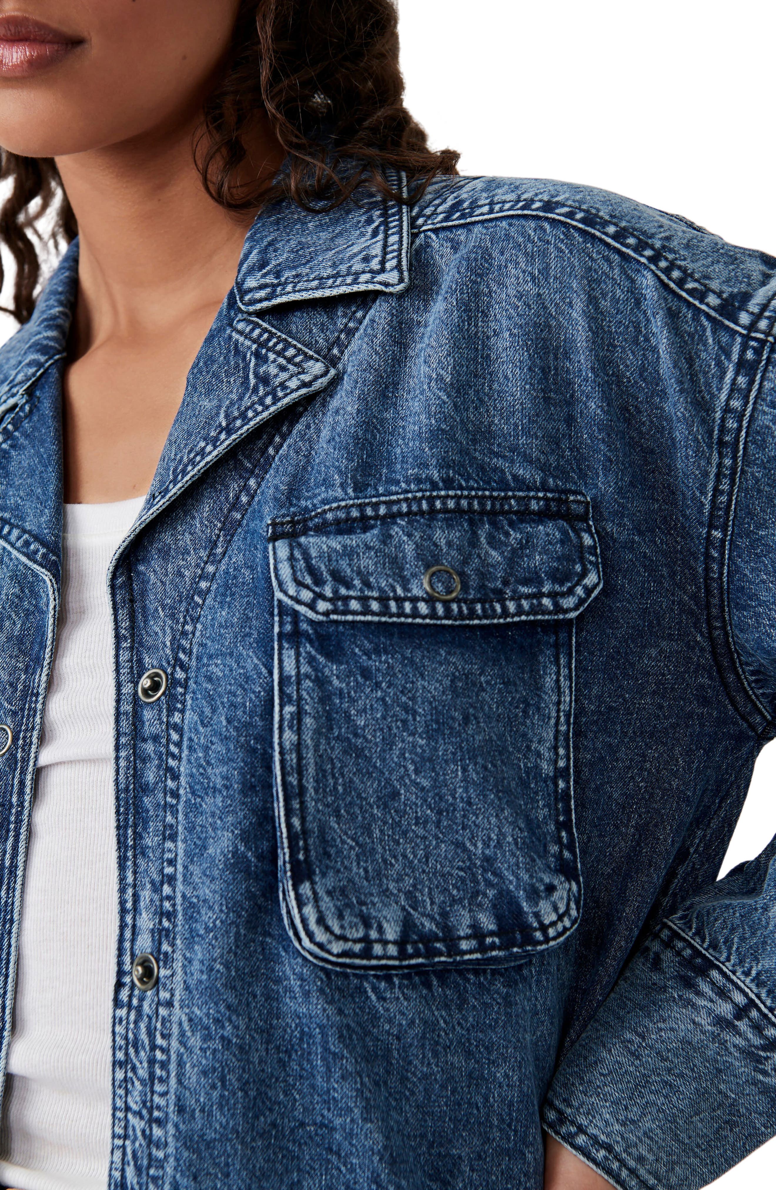 Free People Izzie Denim Cargo Jacket | Nordstrom