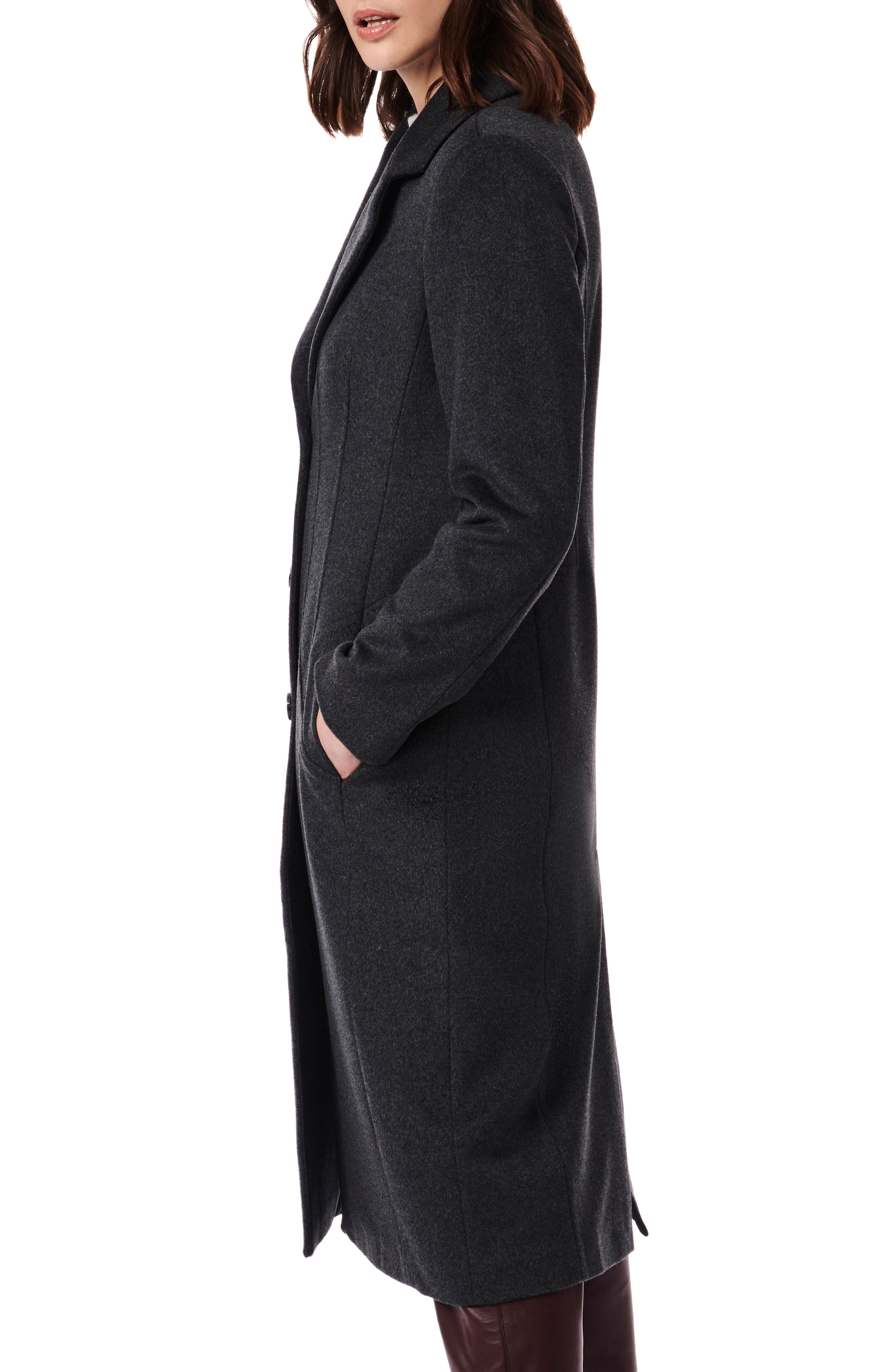 Bernardo Tailored Wool Blend Coat in Charcoal | Smart Closet