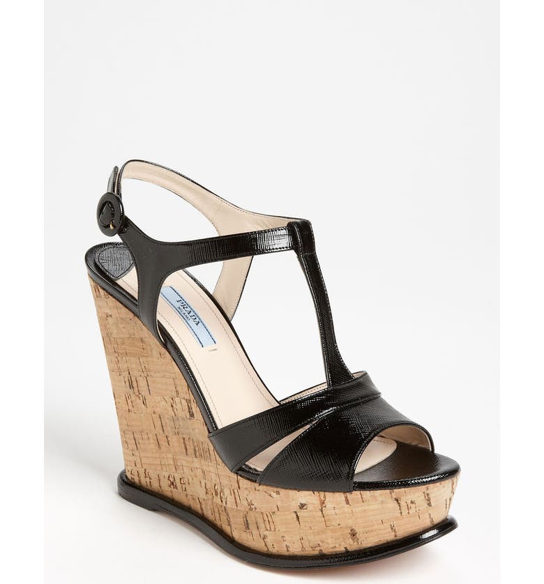 Prada T Strap Cork Wedge Sandal Nordstrom